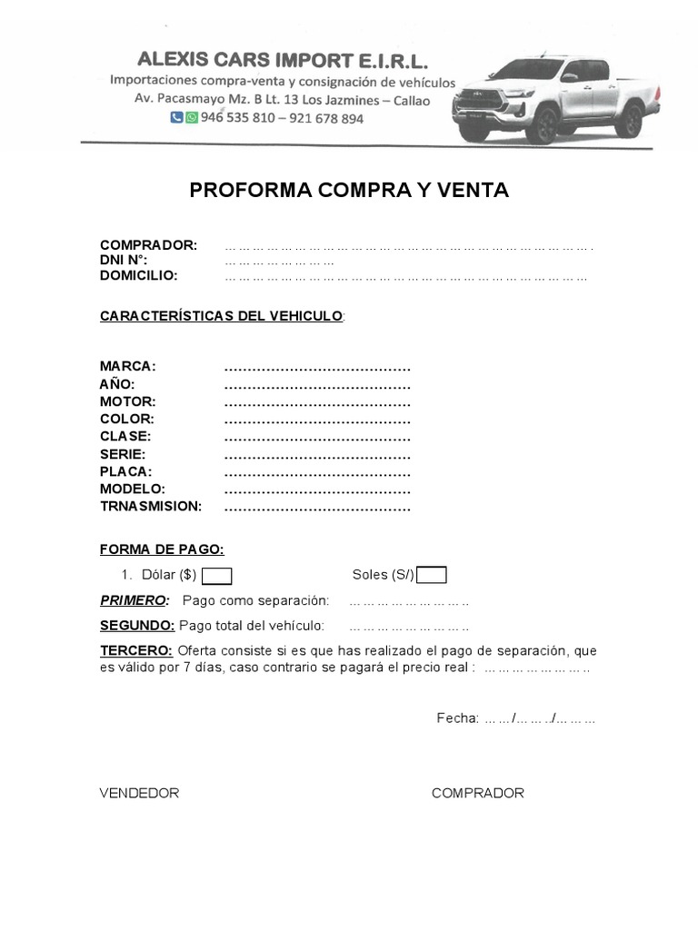Proforma Compra y Venta | PDF