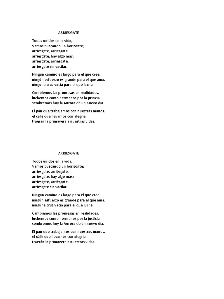 ARRIESGATE Canto | PDF