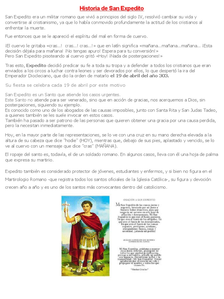 Historia de San Expedito para Niños | PDF