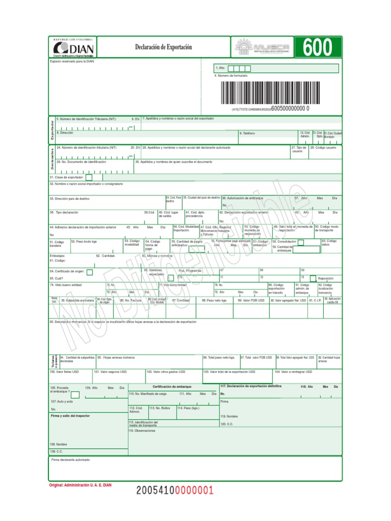 Formato 600 Declaración de Exportación | PDF | aduana | Comercio