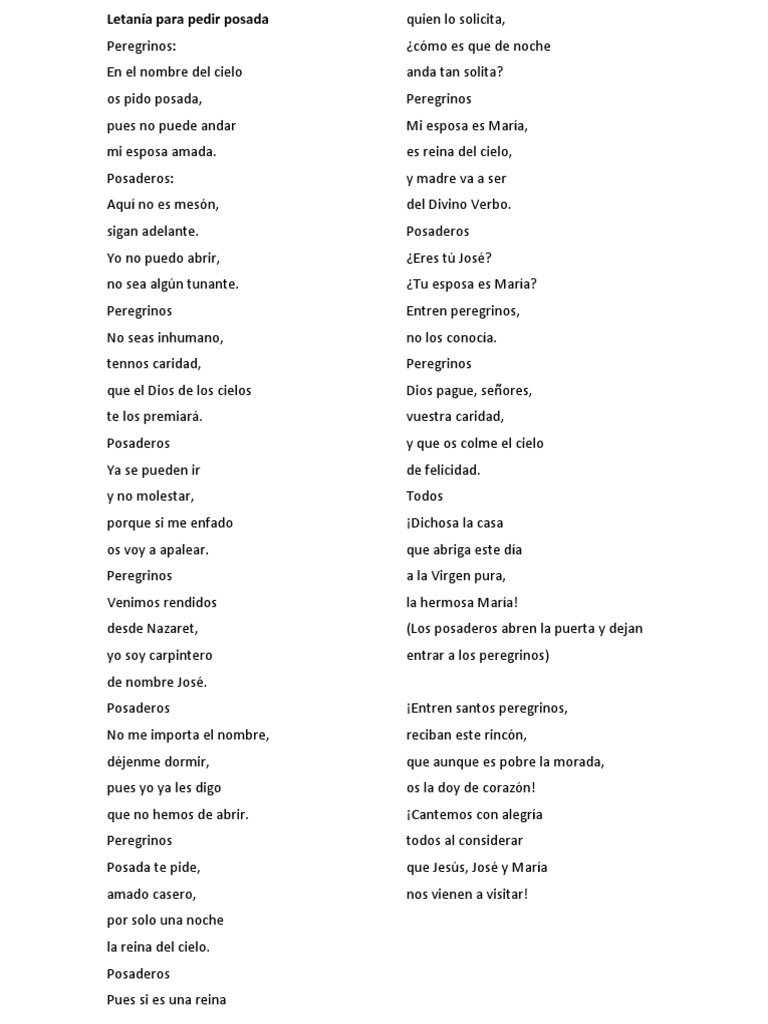 Letanía para Pedir Posada | PDF