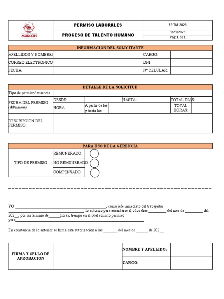 Formato de Permiso de Trabajo | PDF