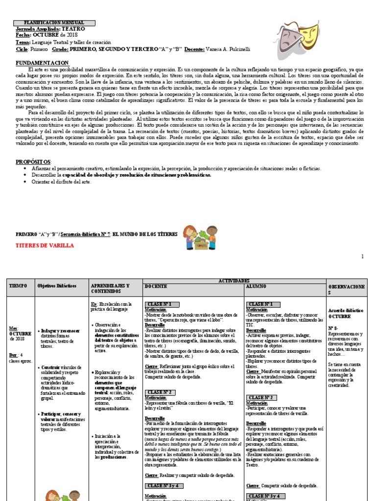 Planificación para el desarrollo de la expresión creativa a través del ...