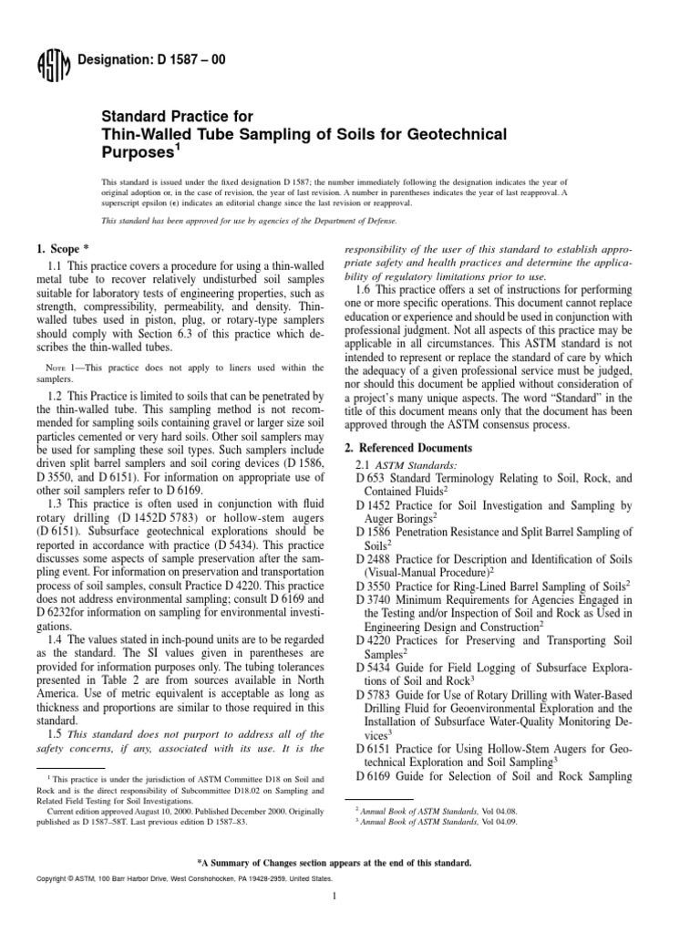 Thin-Walled Tube Sampling of Soils For Geotechnical Purposes | Download ...