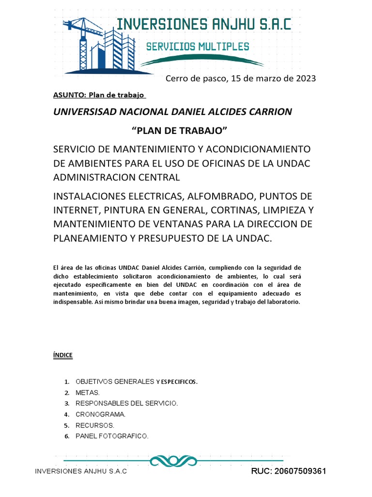 Plan de Trabajo Undac | PDF