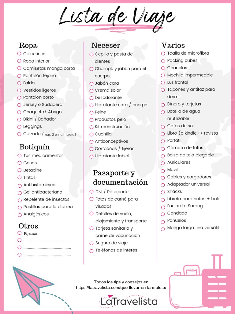 Lista de Viaje LaTravelista | PDF | Ropa | Bienes de consumo