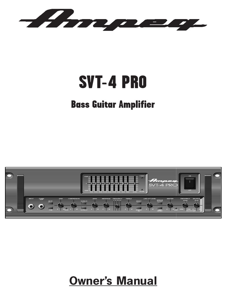 Svt-4 Pro: Bass Guitar Amplifier | PDF | Amplifier | Equalization (Audio)