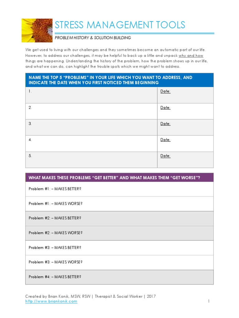 Stress Tool - Problems | PDF | Social Work | Psychology