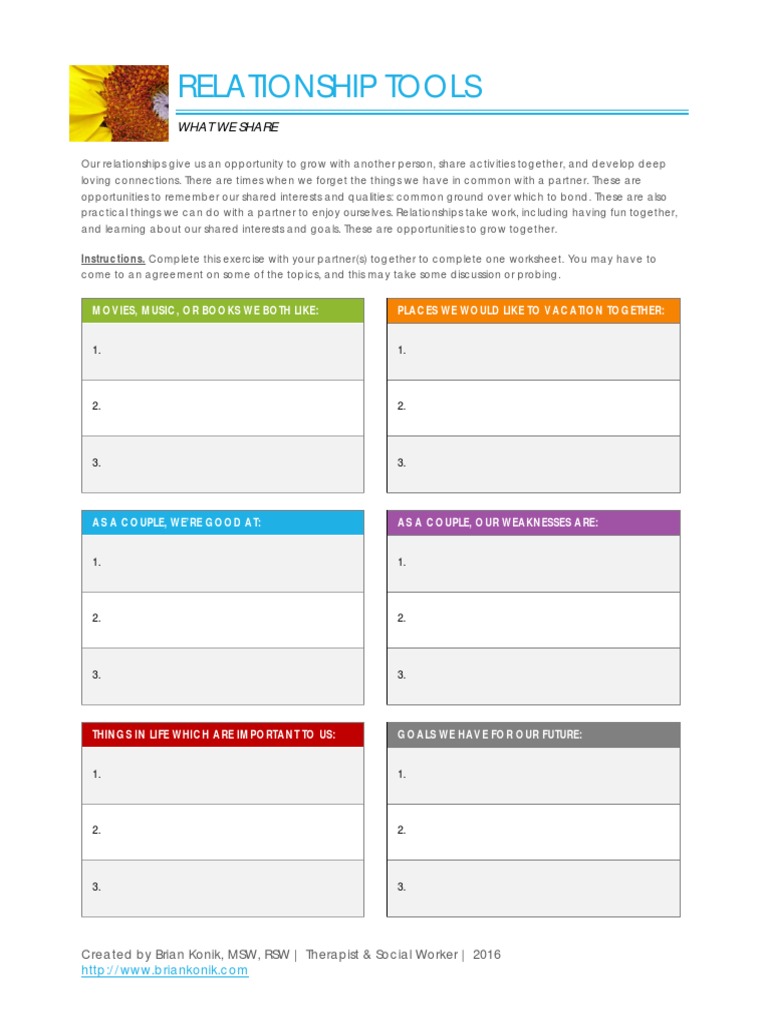 Relationship Tool - What We Share | PDF