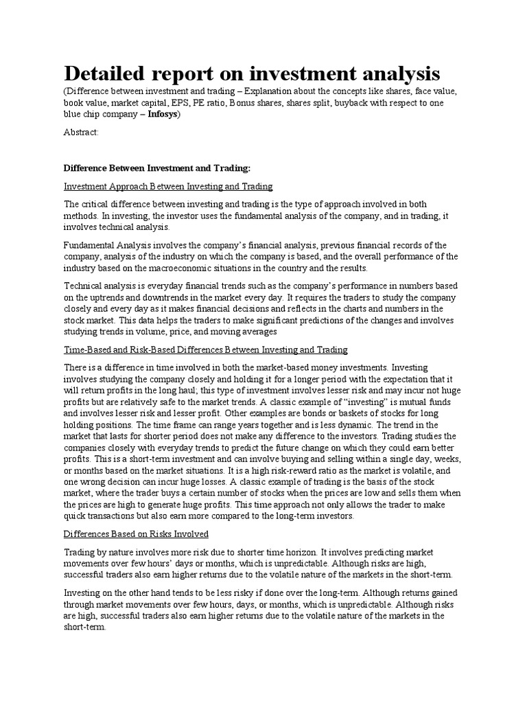 Detailed Report On Investment Analysis | PDF | Share Repurchase | Dividend