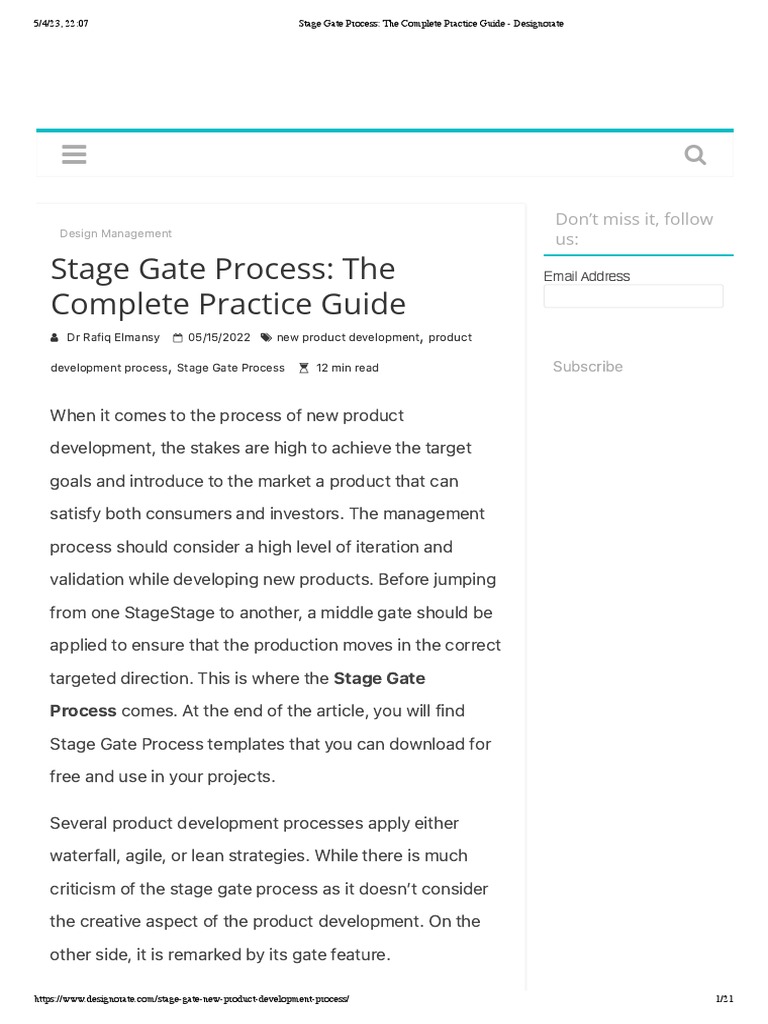 Stage Gate Process: The Complete Practice Guide: Don't Miss It, Follow Us | PDF | Business ...