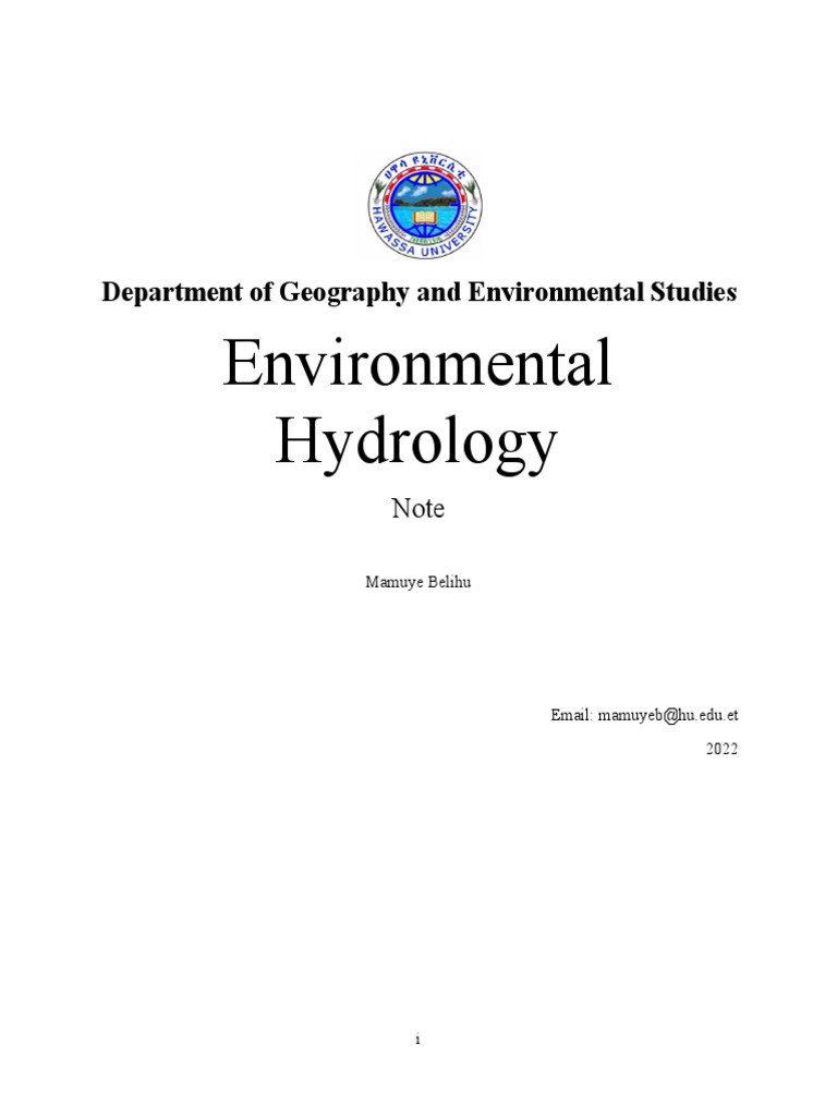 Understanding Environmental Hydrology: An Introduction to the Interactions Between Water and the ...