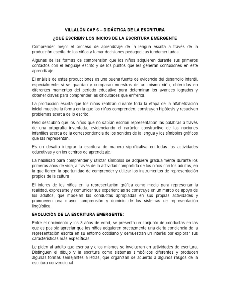 Villalón Cap 6 - Ddle | PDF | Escritura | Aprendizaje