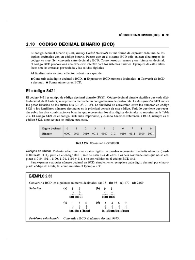 Código BCD y su representación binaria | PDF