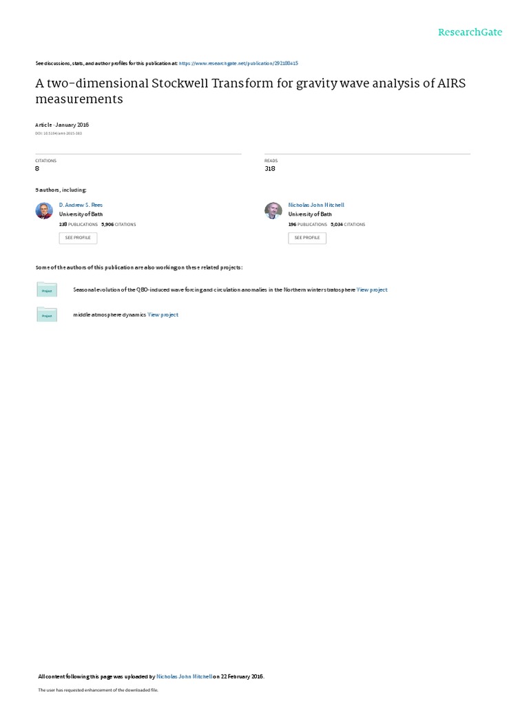 A Two Dimensional Stockwell Transform For Gravity Pdf Discrete Fourier Transform Wavelength