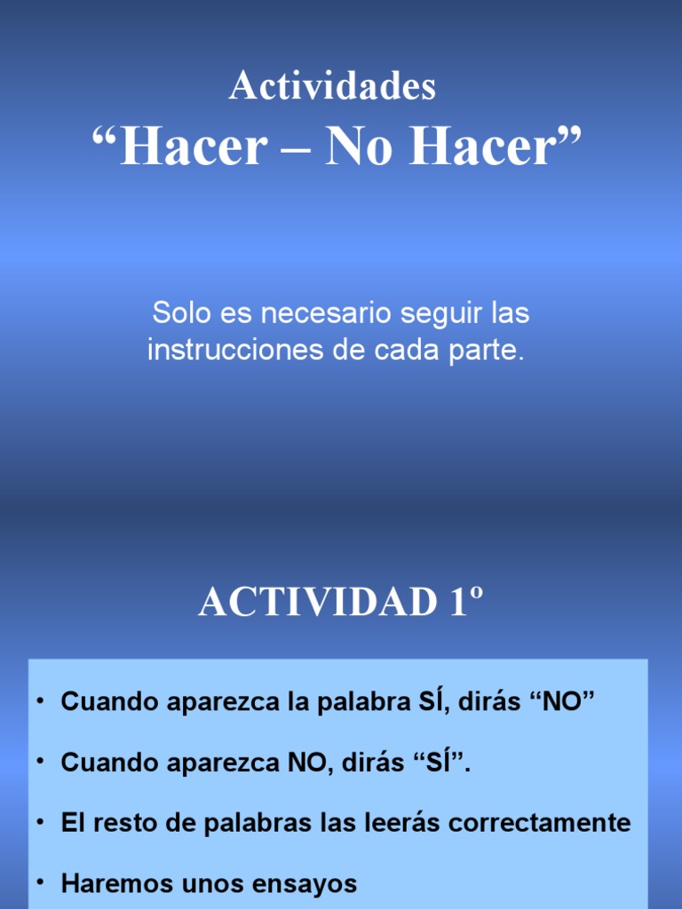 Hacer No Hacer | PDF