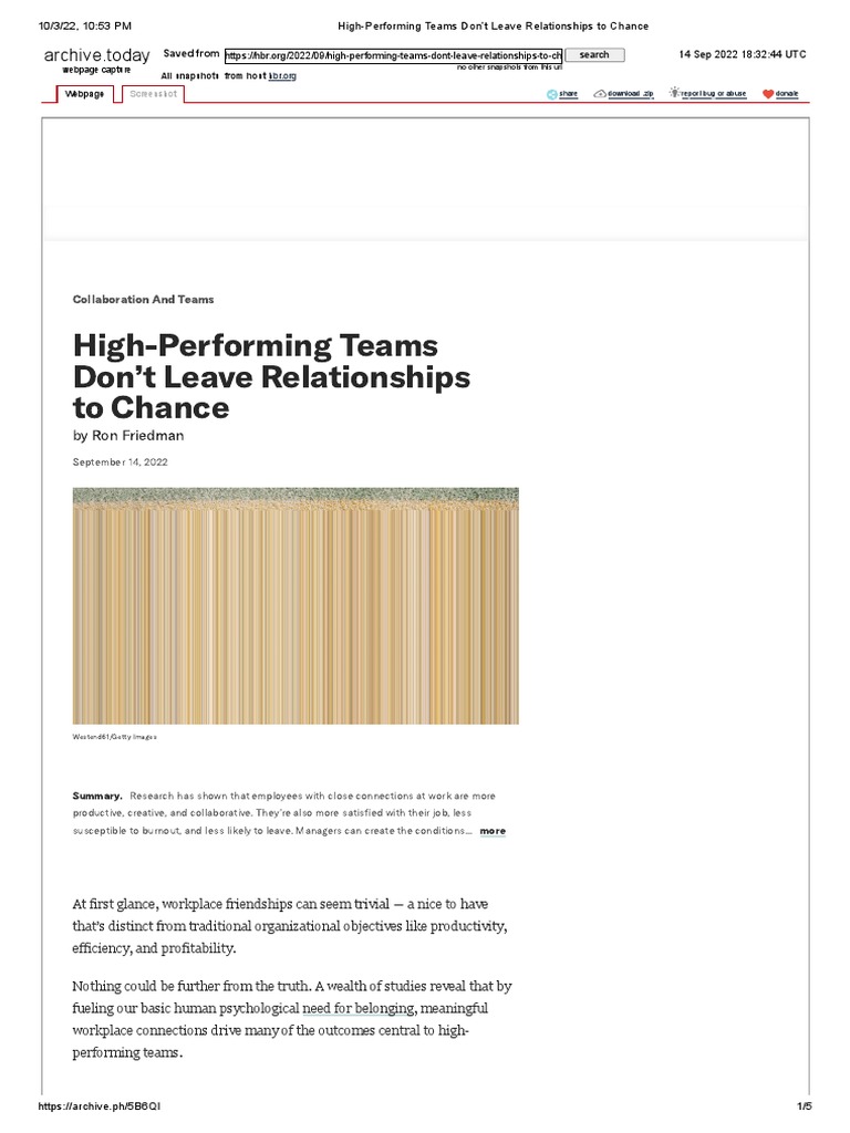 High-Performing Teams Don't Leave Relationships To Chance | PDF | Goal ...
