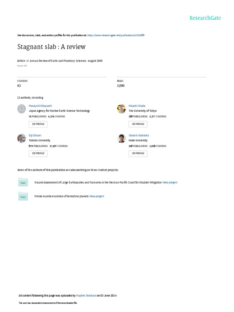 Stagnant Slab: A Review: Annual Review of Earth and Planetary Sciences ...