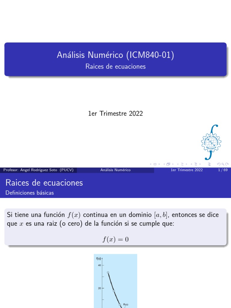 An Alisis Num Erico (ICM840-01) : Raices de Ecuaciones | PDF | Análisis numérico | Ecuaciones