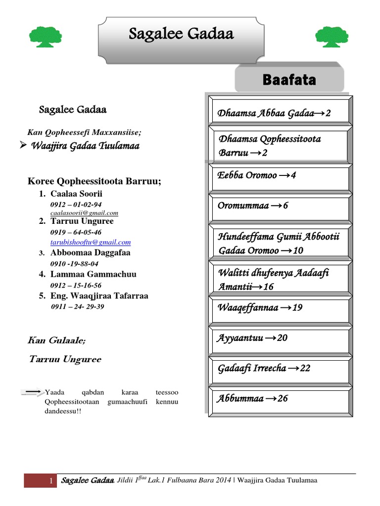 Sagalee Gadaa: Baafata | PDF