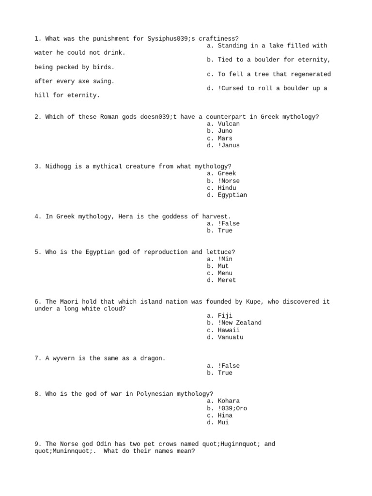 PHAR250 Answer Key 5 | PDF | Hera | Greek Mythology