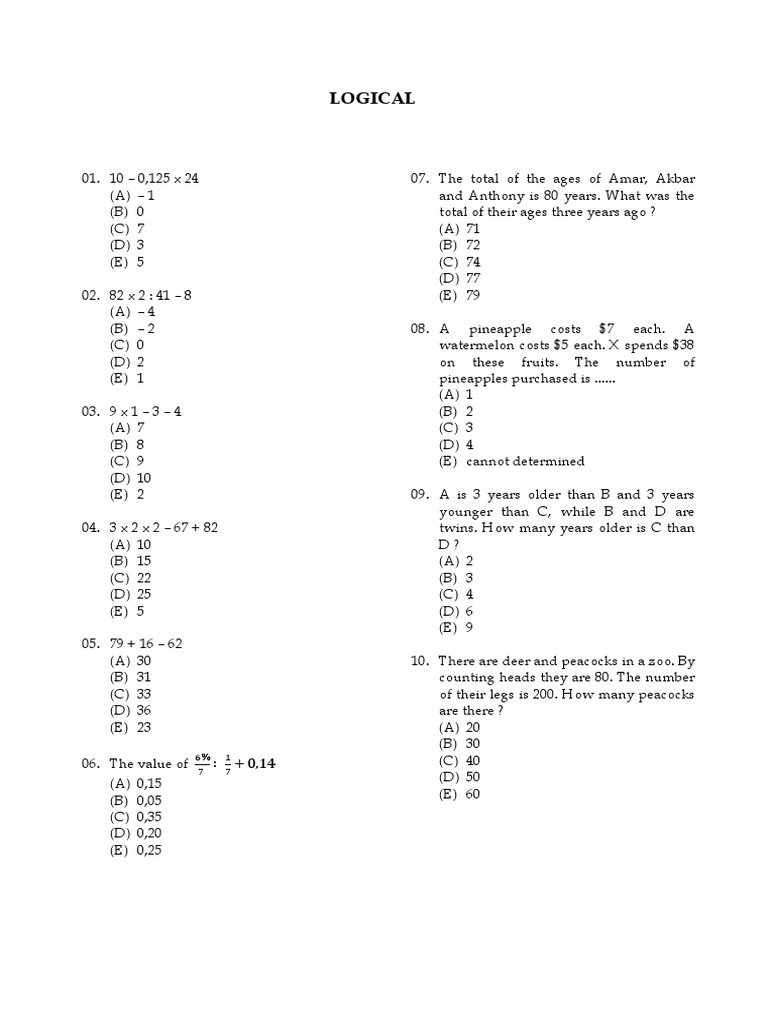 Logical reasoning questions | PDF | Angle | Mathematics
