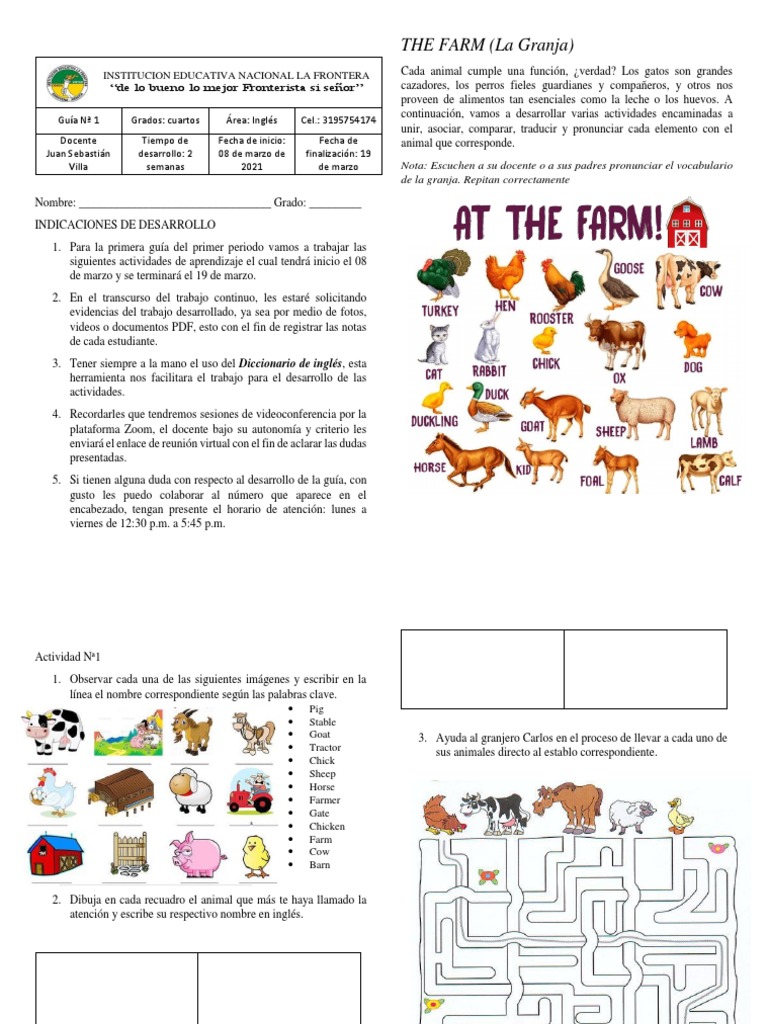 THE FARM (La Granja) : Institucion Educativa Nacional La Frontera | PDF ...