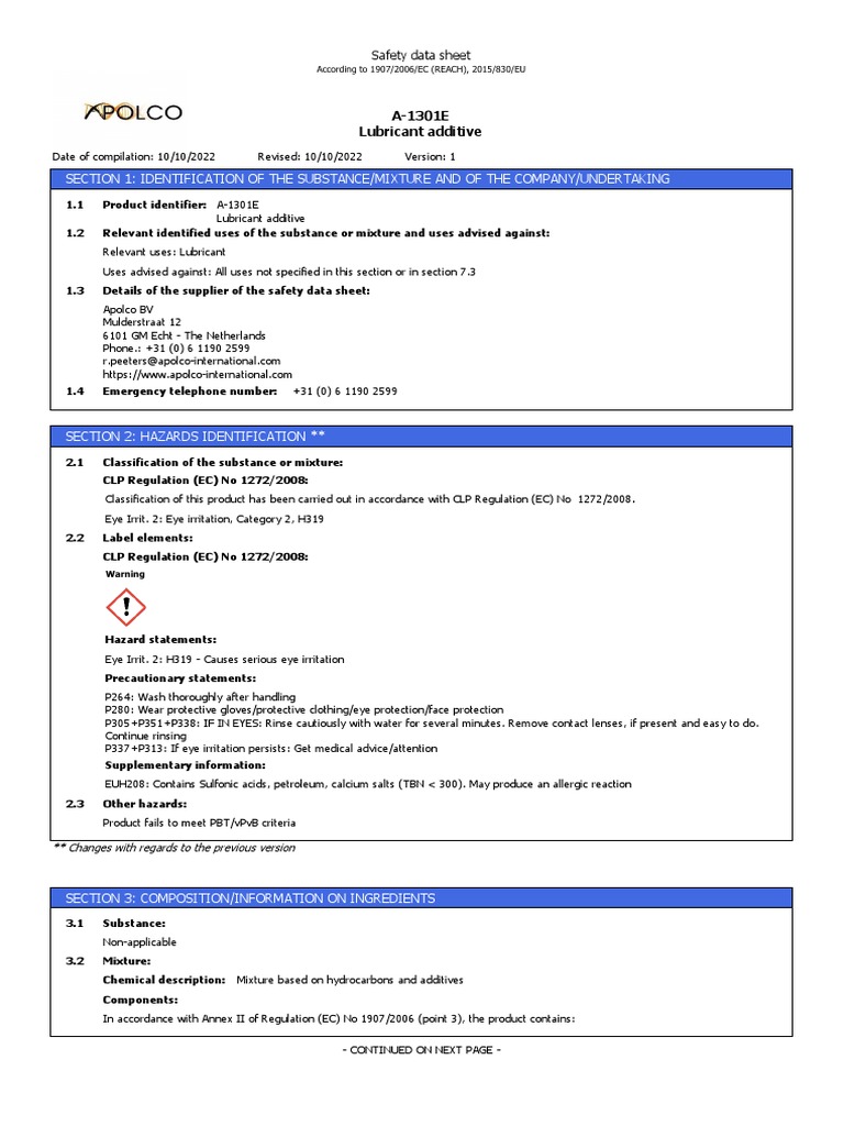 Lubricant Additive Safety Guide | PDF | Toxicity | Firefighting