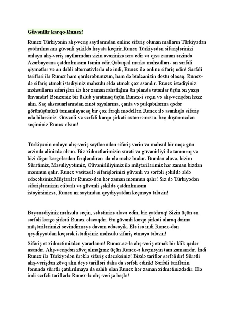 Güvənilir Karqo-Runex! | PDF