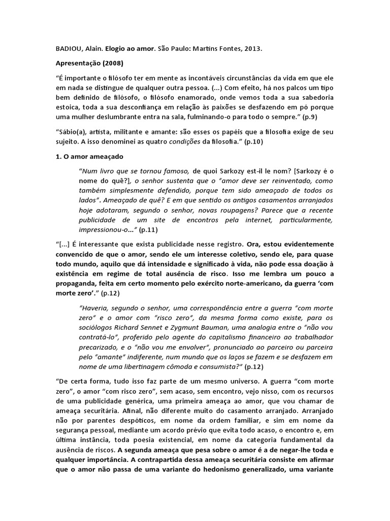 (Livro) Alain Badiou - Elogio Ao Amor | PDF