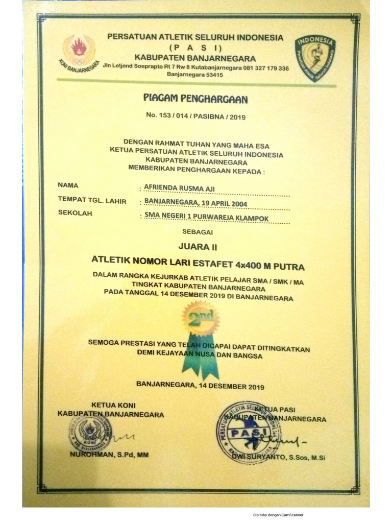 Piagam Kejuaraan 2 | PDF