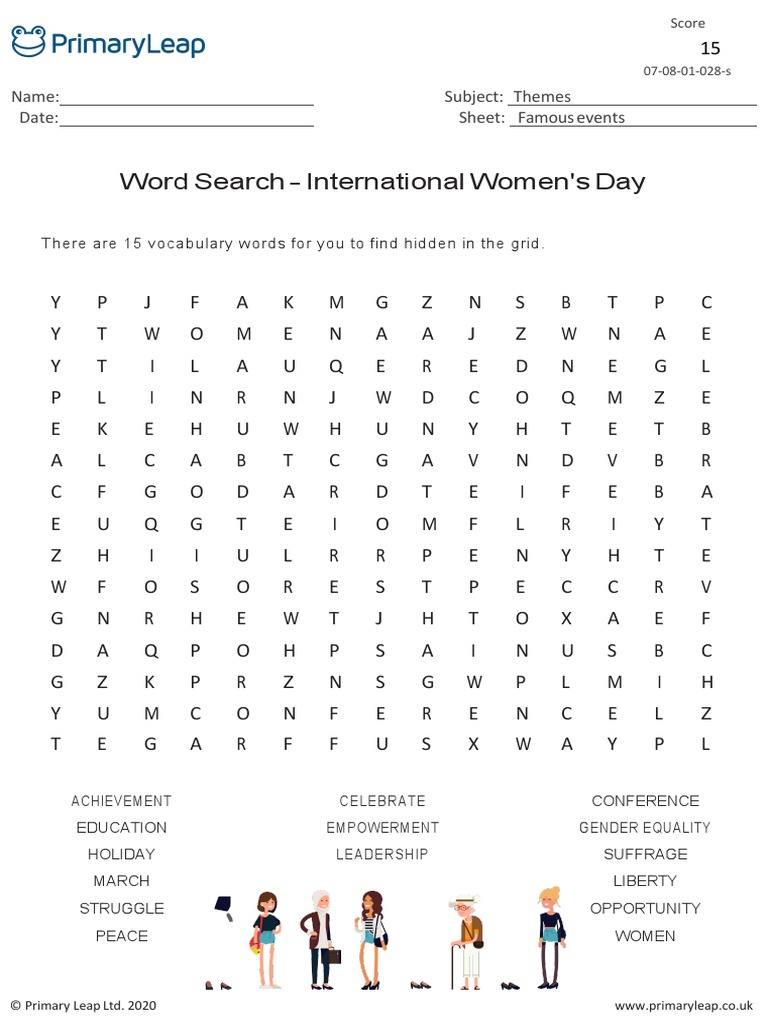 Word Search - International Women's Day: Name: Subject: Themes Date ...