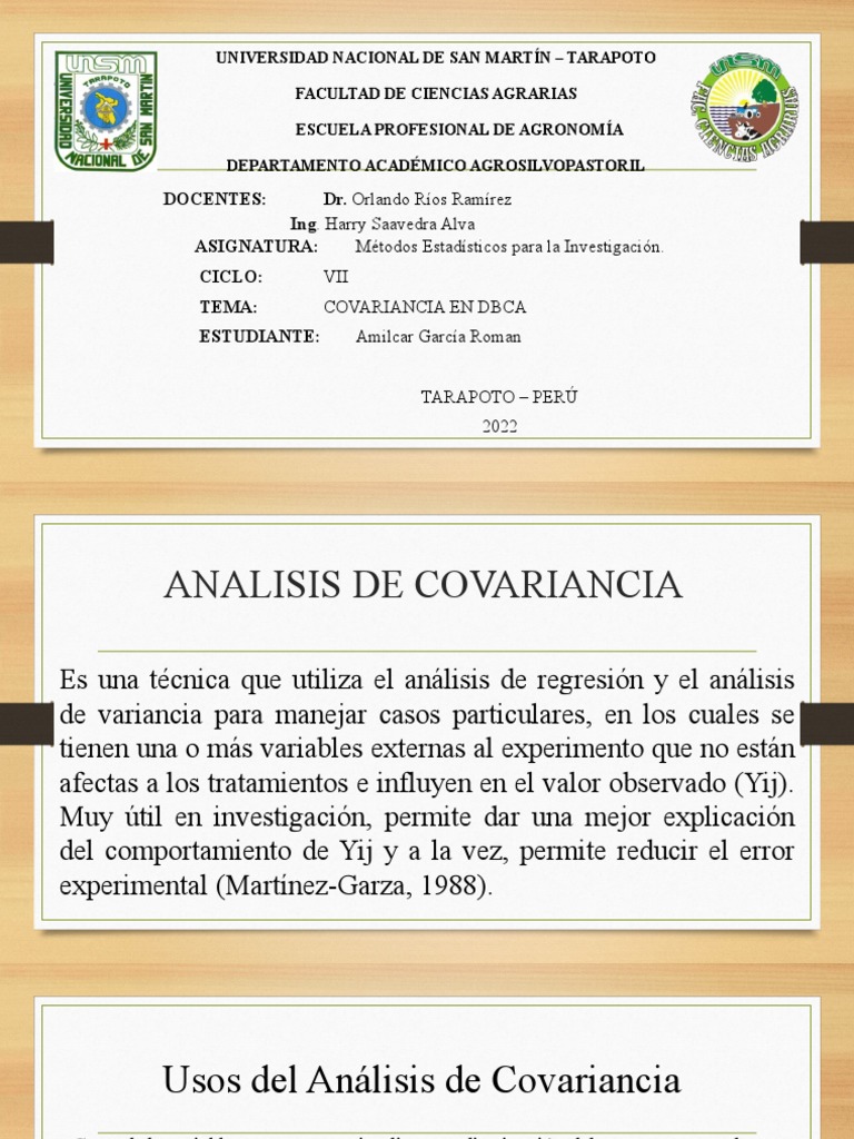 Covarianza DBCA - Almilcar | PDF | Experimentar | Análisis de regresión