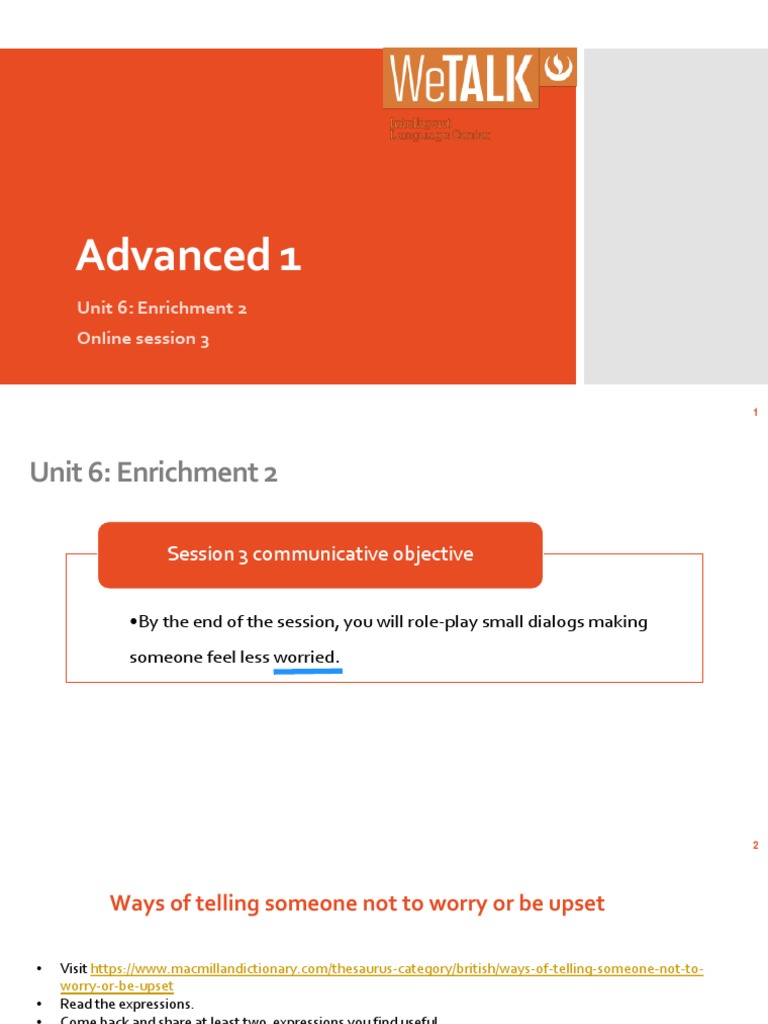 Advanced 1: Unit 6: Enrichment 2 Online Session 3 | PDF | Quantity | Noun