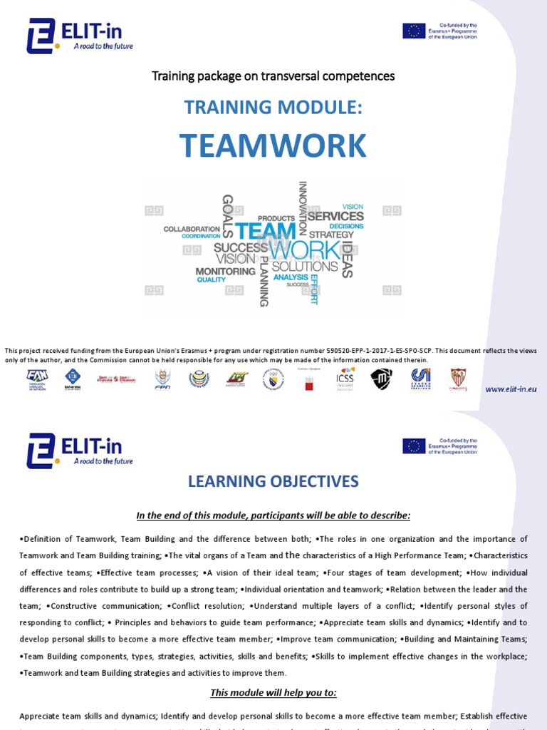 Teamwork Training Module Overview | PDF | Team Building | Leadership