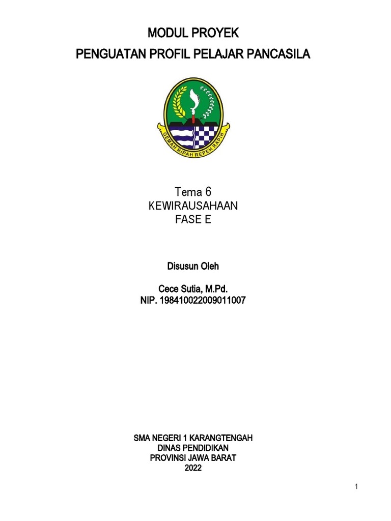 6B. Contoh Modul Proyek Kelas X Tema 6 | PDF