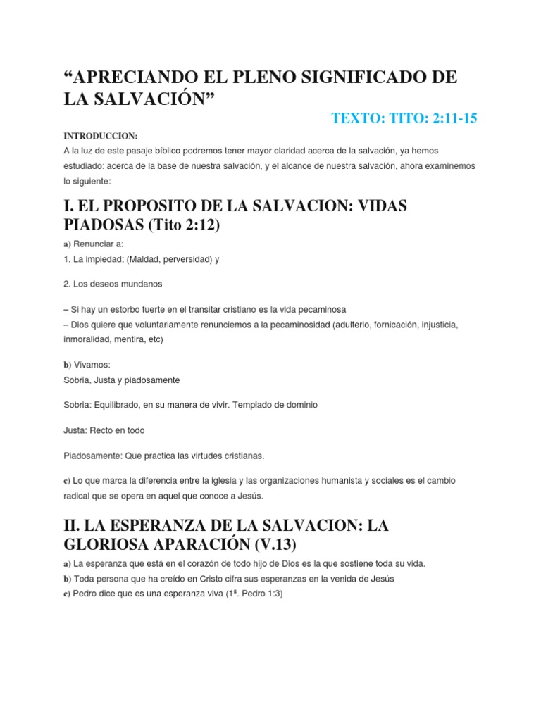 Apreciando El Pleno Significado de La Salvación | PDF