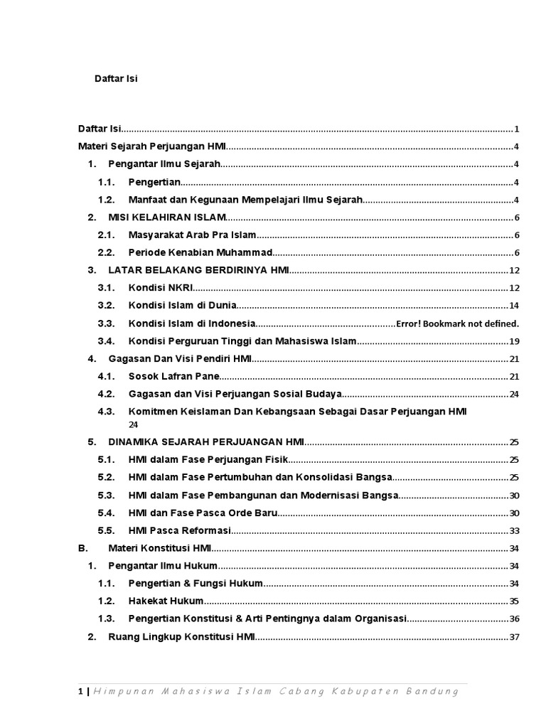 5 Materi Wajib HMI | PDF