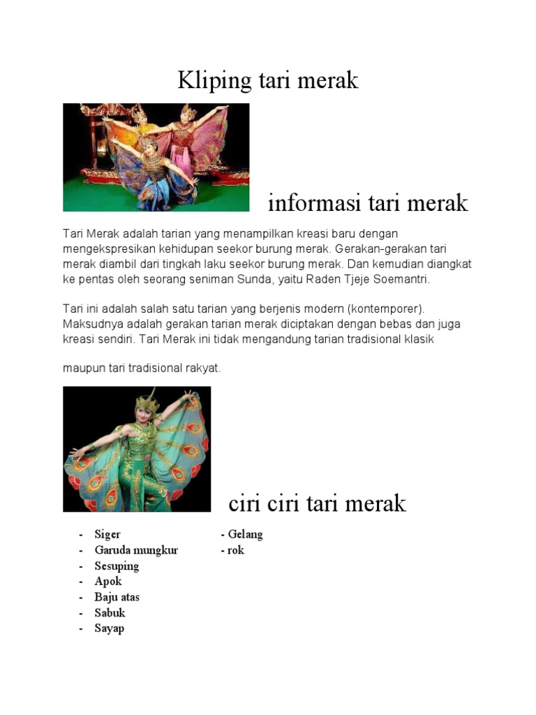 Ciri dan Karakteristik Tari Merak | PDF