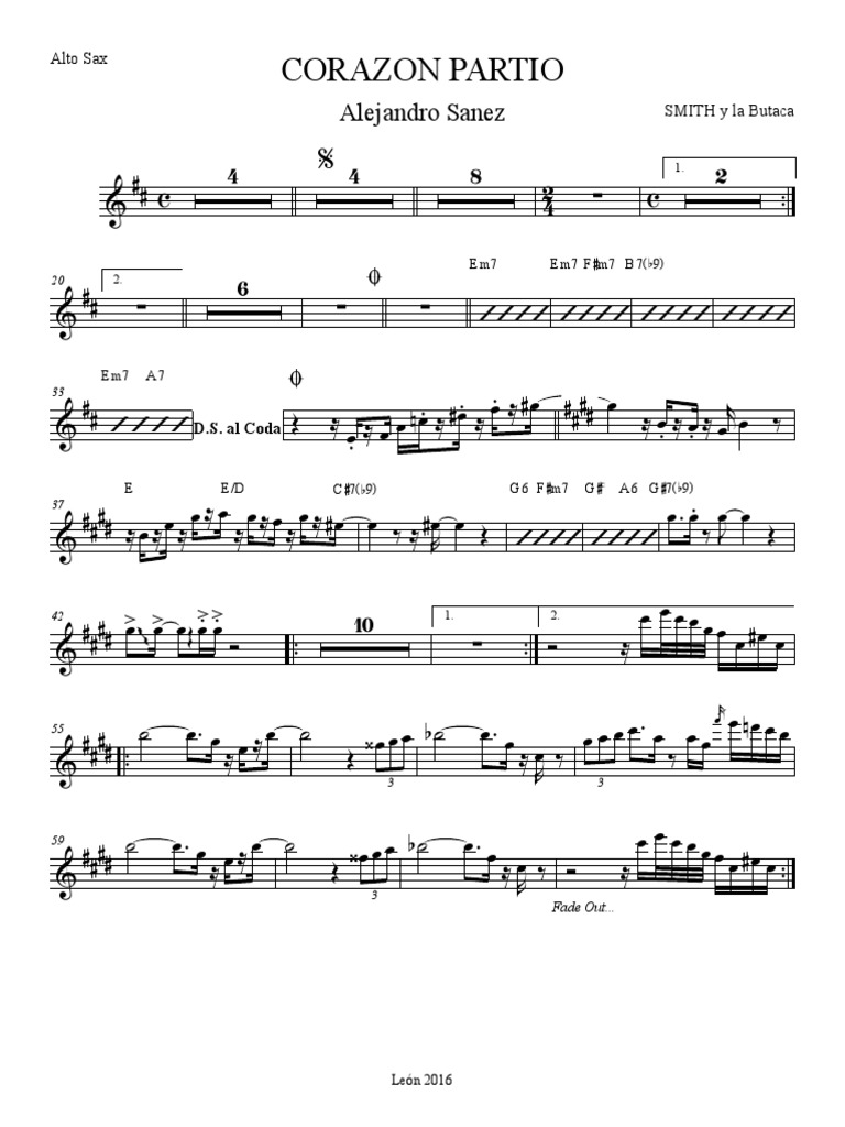 Partitura Corazon Partio - Alto Sax | PDF