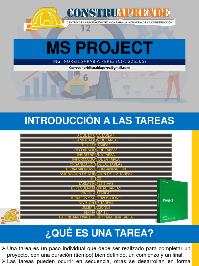 Ms Project: Ing. Norbil Sarabia Perez (Cip: 226565) | PDF