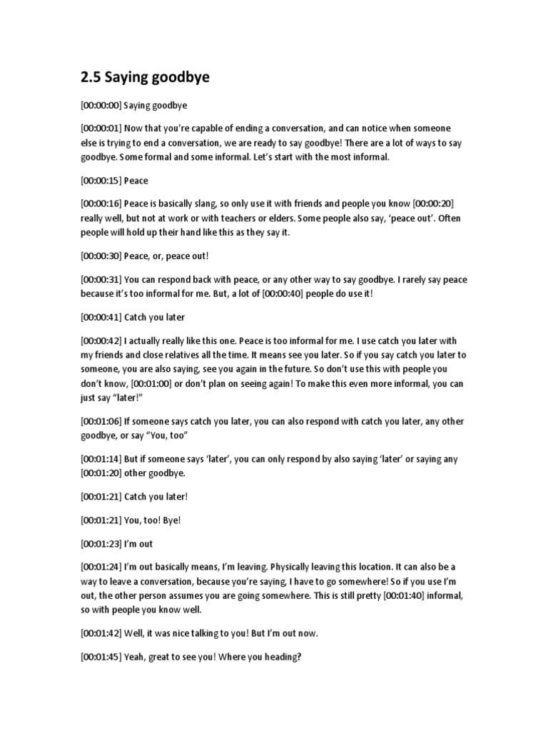 2 5+saying+goodbye | PDF | Cognition | Human Communication