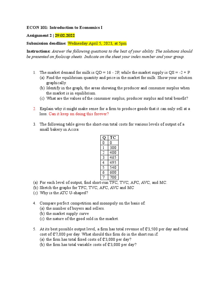 ECON 101 Practice Questions Set 2 (2022-23) | PDF | Monopoly | Perfect ...