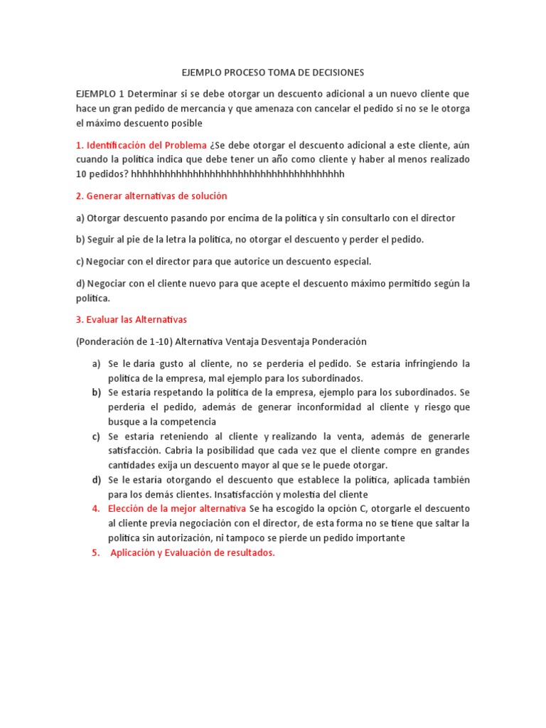Ejemplos de Toma | PDF | Toma de decisiones | Economias