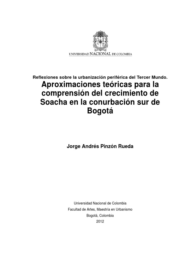 Aproximaciones Teóricas para La Comprensión Del Crecimiento de Soacha ...