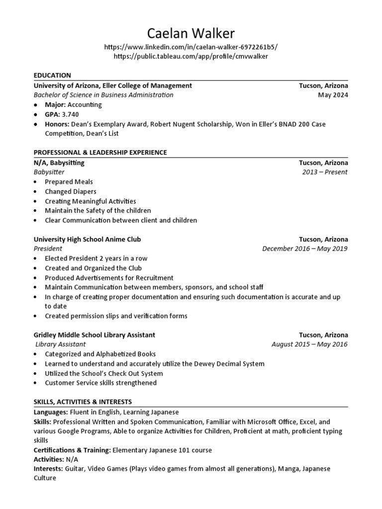 Caelan Walkers Resume 2023 Website Material | PDF