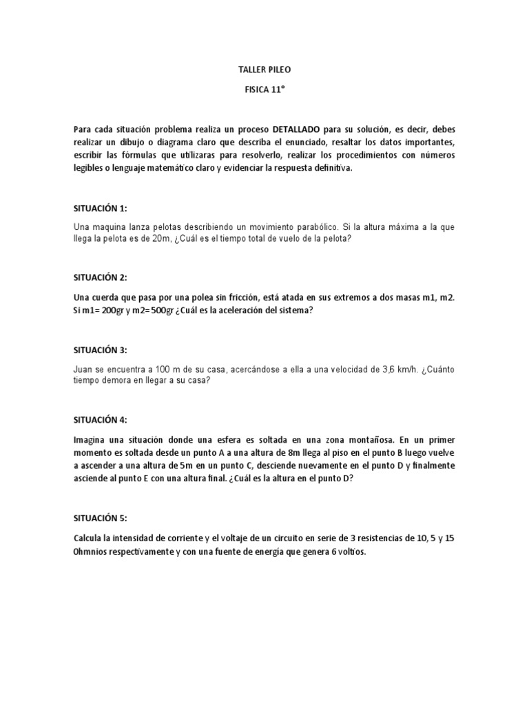 Taller Pileo Fisica 11 | PDF