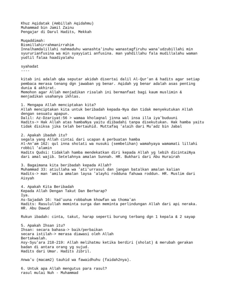 Khuz Aqidatak | PDF