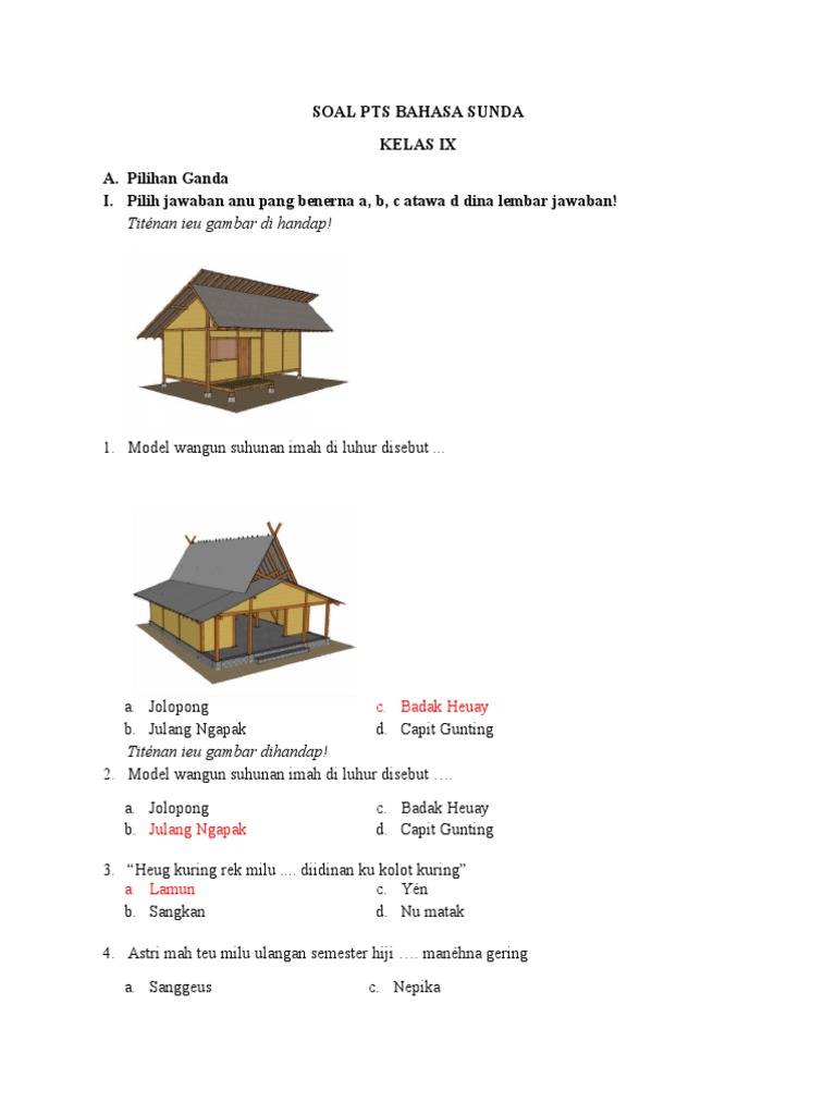 Soal PTS Bahasa Sunda Kelas 9 | PDF