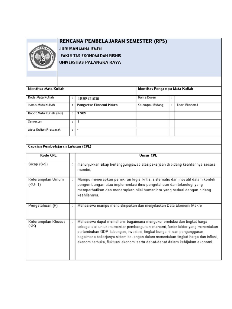 Rps Pengantar Ekonomi Makro | PDF